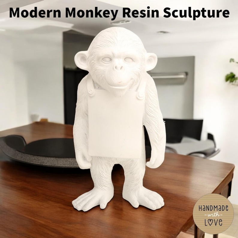 Modern Monkey Resin Sculpture | Black & White Art Figurine | Creative ...