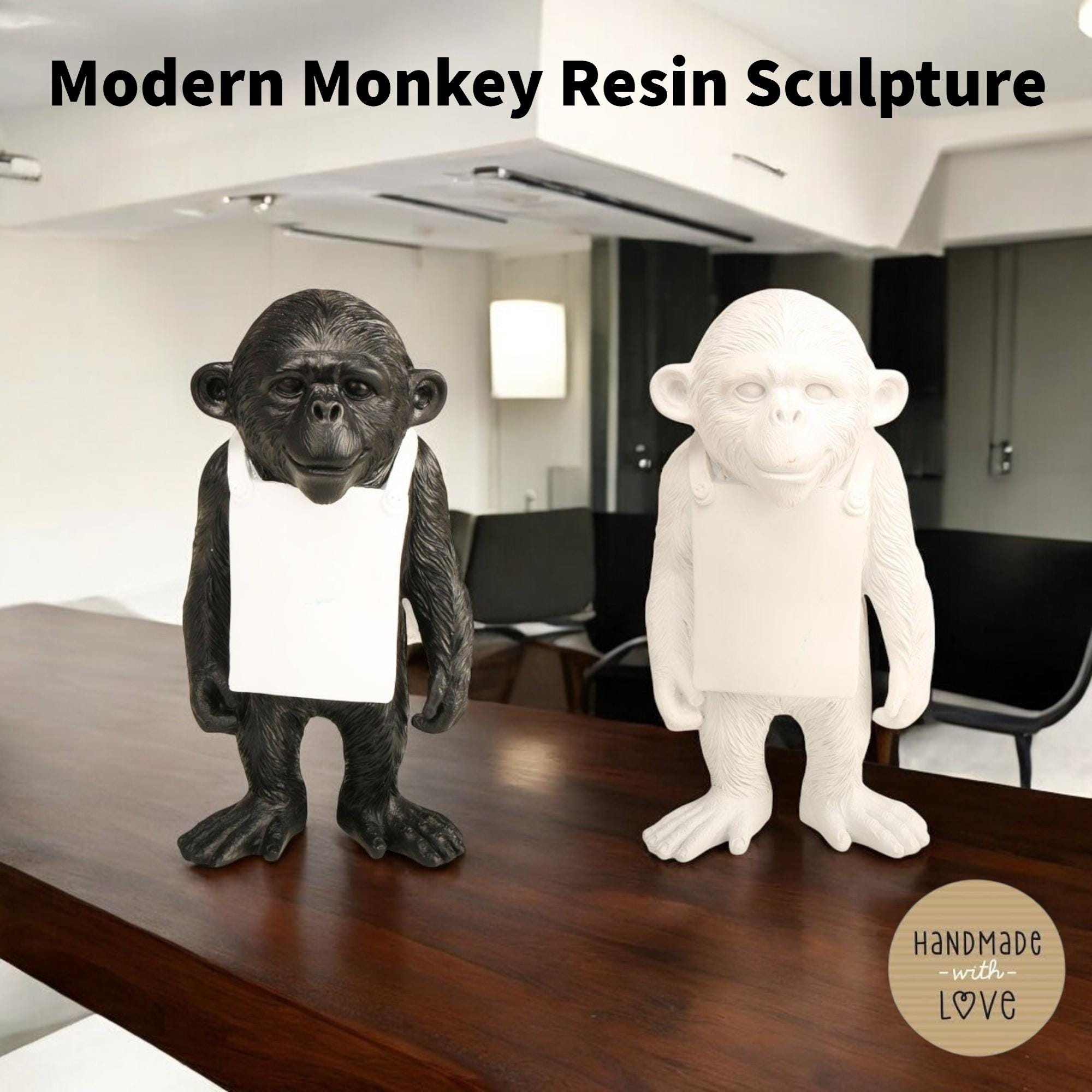 Modern Monkey Resin Sculpture | Black & White Art Figurine | Creative ...