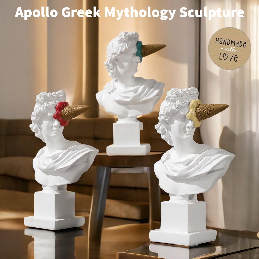 Apollo Greek Mythology Sculpture | Ice Cream Head Resin Statue ...