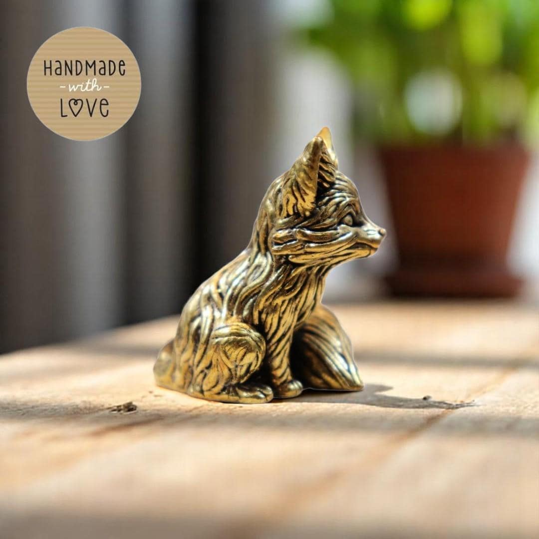 Vintage Brass Fox Figurine: Solid Metal Tea Pet Desk Ornament - Etsy