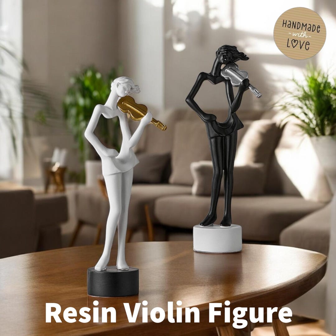 Resin Art Violin Figure Sculpture | Handcrafted Abstract Musician ...
