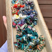 Handmade Vegan Satin Silk Scrunchie in Original Hand-drawn Watercolour ...