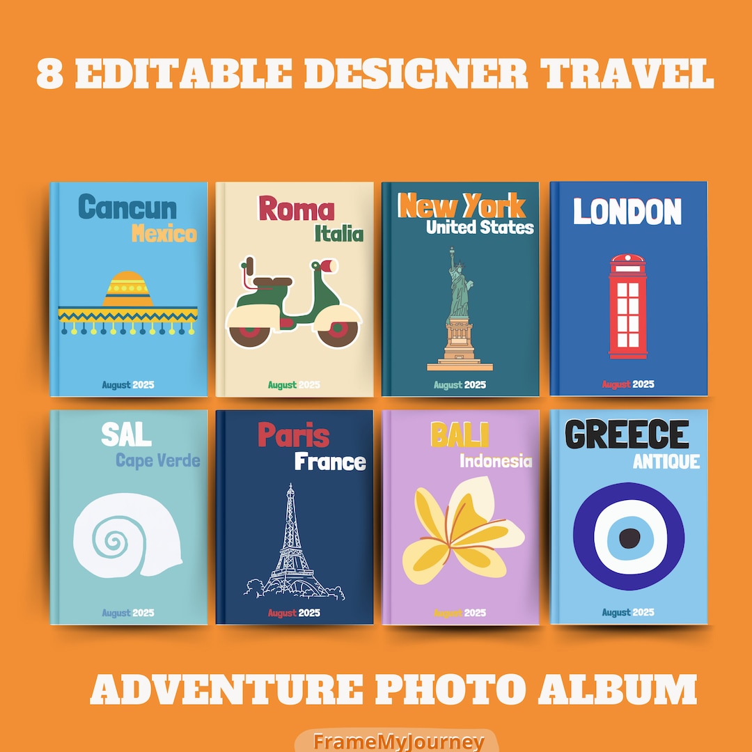 Customizable Travel Photo Album Template | Printable Coffee Table Book ...