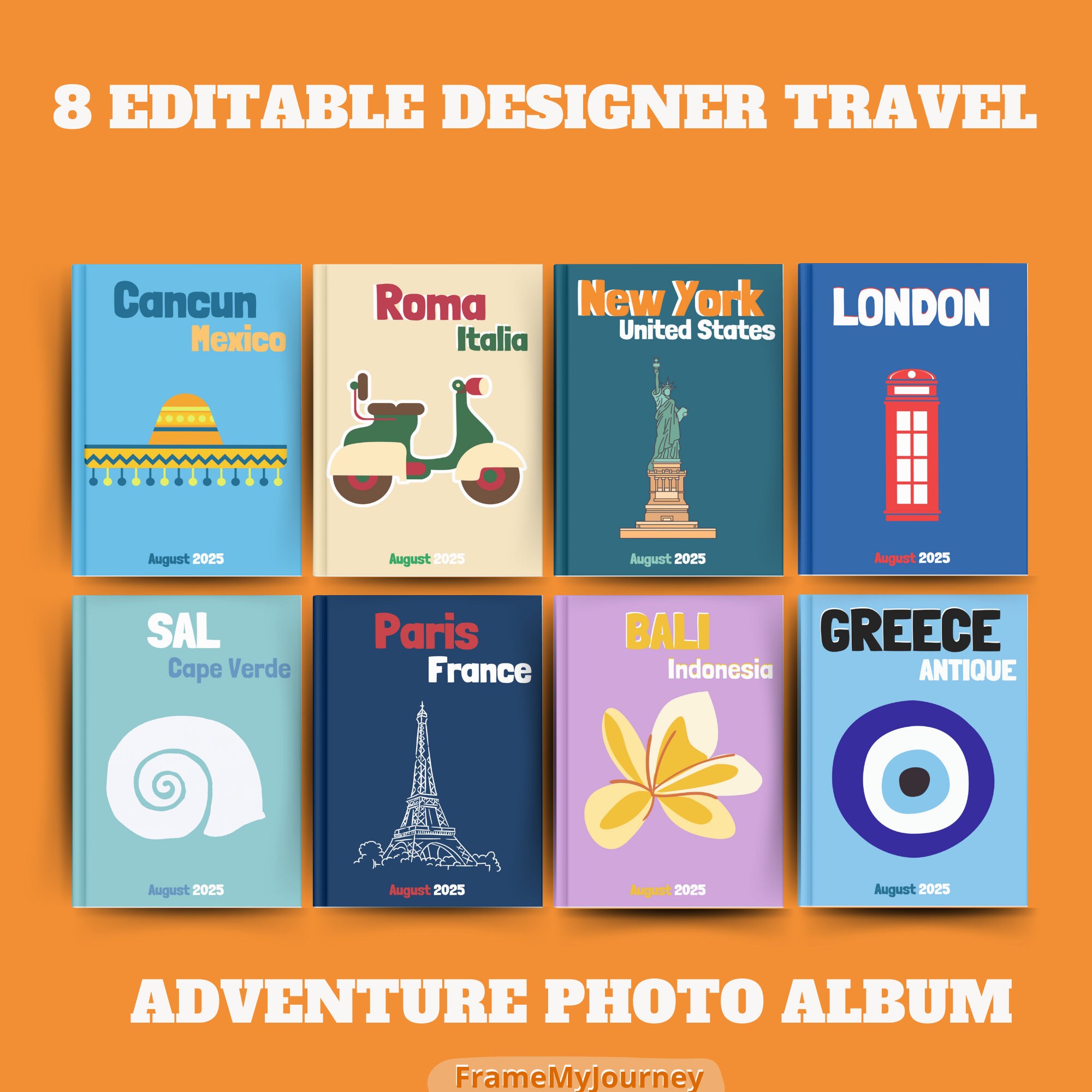 Customizable Travel Photo Album Template | Printable Coffee Table Book ...