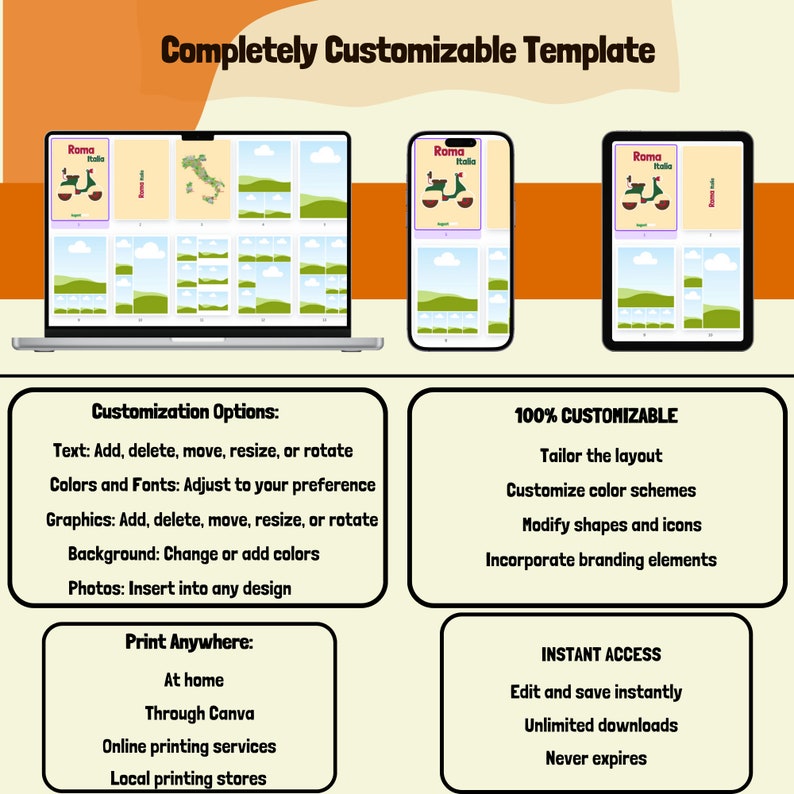 Customizable Travel Photo Album Template | Printable Coffee Table Book ...
