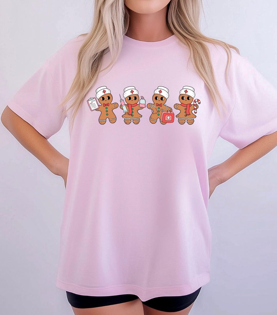 Gingerbread Nurse Christmas Comfort Colors Shirt, Retro Nurse Shirt ...
