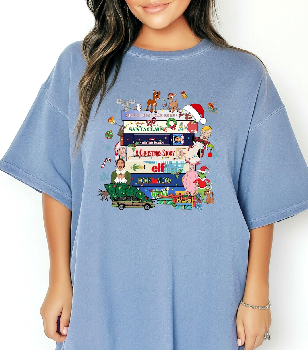 Christmas Movies VHS Comfort Colors, 90s Christmas Shirt, 90s Style ...
