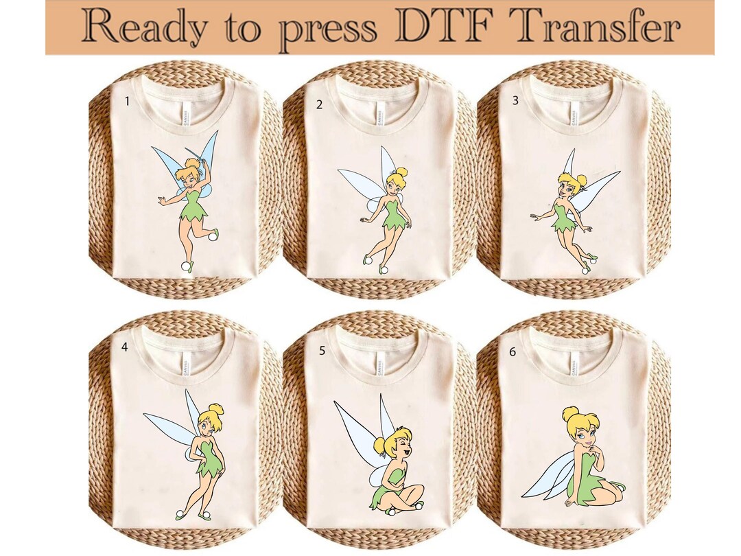Disney Tinker Bell DTF Transfer, Disney Fairy Ready to Press, Princess ...