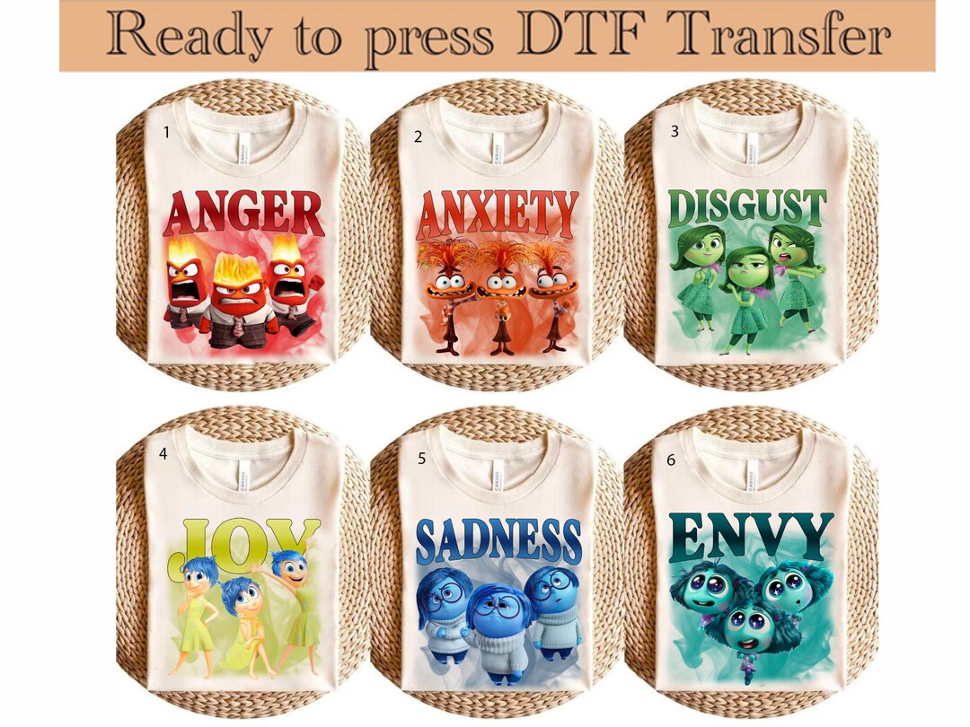 Inside Out 2 DTF Transfer, Inside Out 2 Ready to Press, Inside Out ...