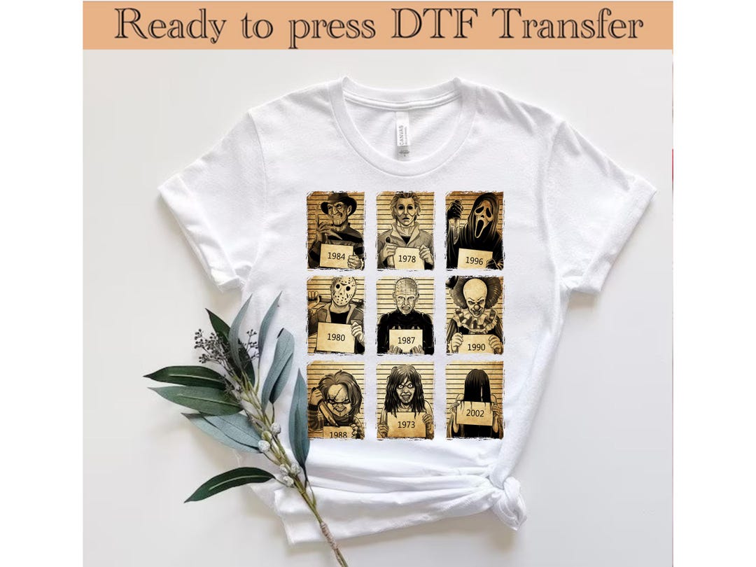 Halloween Horror Movie Mugshot DTF Transfer - Etsy UK