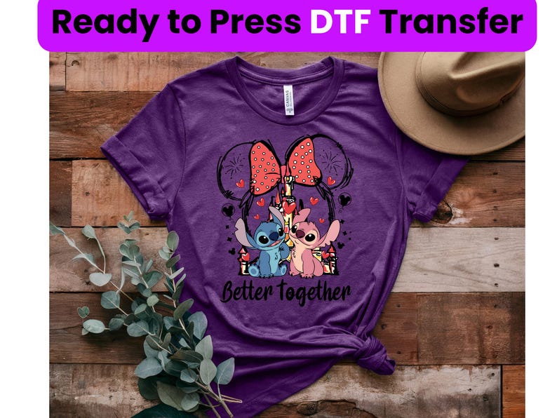 Stitch and Angel Couples DTF Print Transfer, Stitch and Angel Beter ...