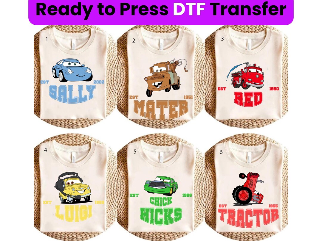 Disney Cars Character DTF Print Transfer, Disney Cars Radiator Springs ...