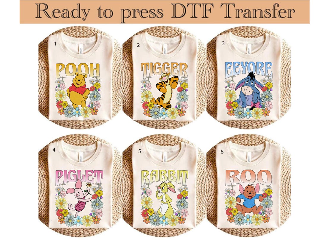 Winnie Pooh and Friends Dtf, Disney the Pooh Piglet Tigger Eeyore Kanga ...