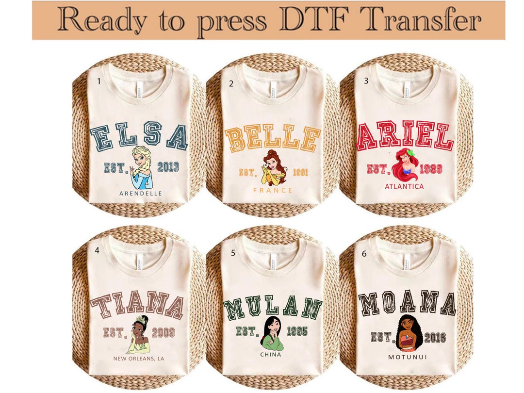 Disney ,cute Princess DTF Transfer,girls Trip, Princess Castle ...