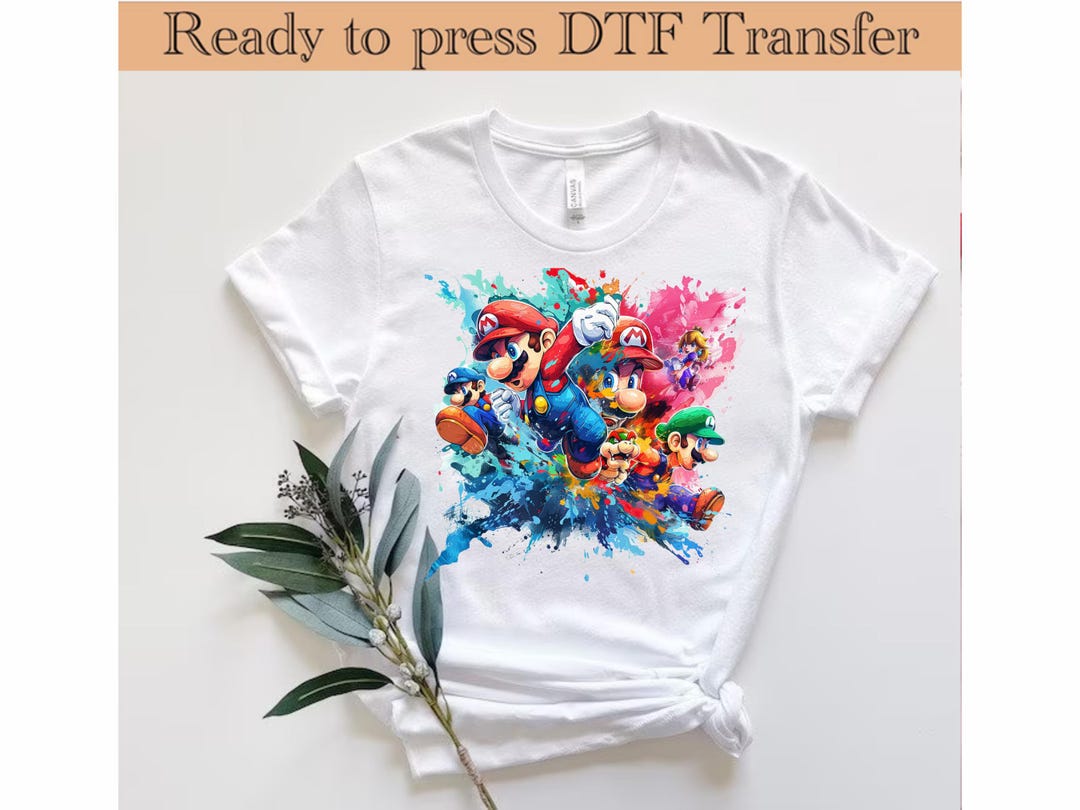 Super Mario Character DTF Transfer ,mario Christmas Party Ready to ...