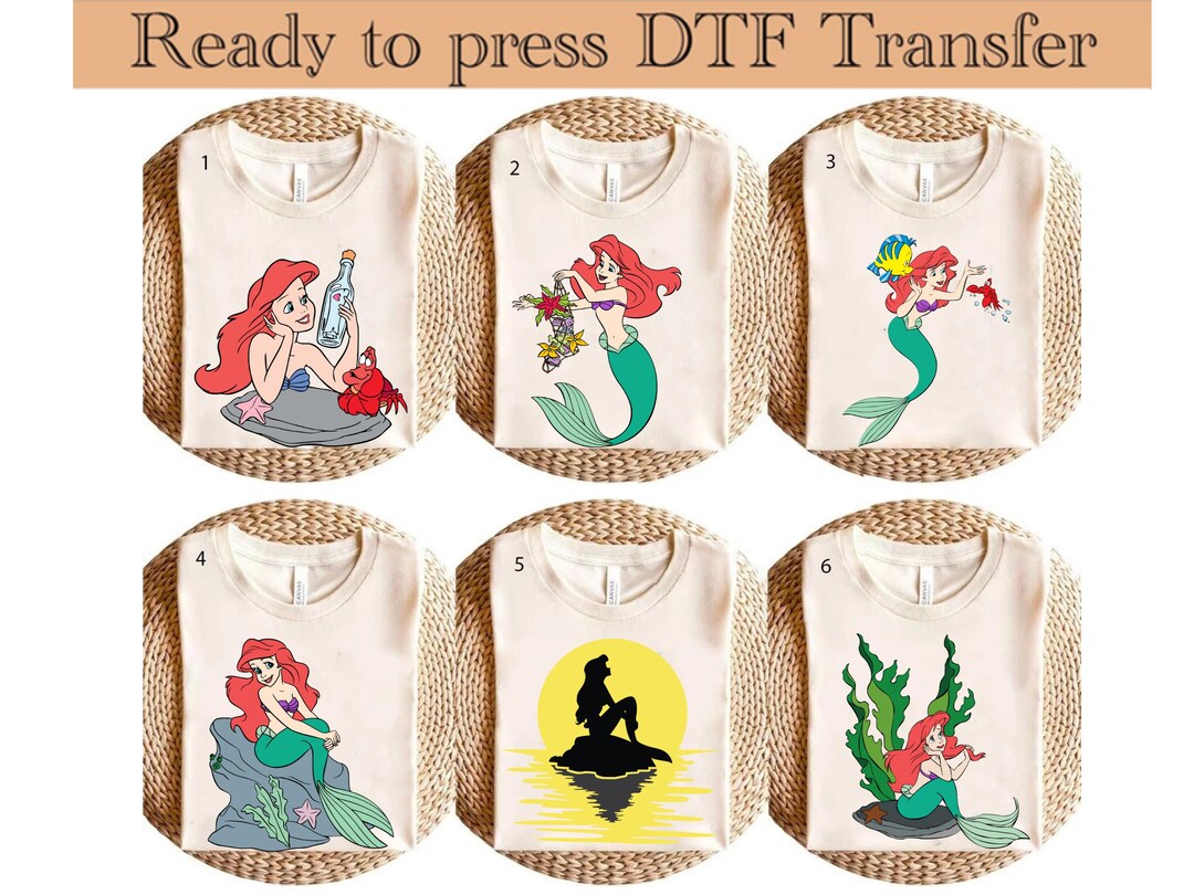 The Little Mermaid DTF Transfer , Comfort Colors® Disney DTF , Women's ...