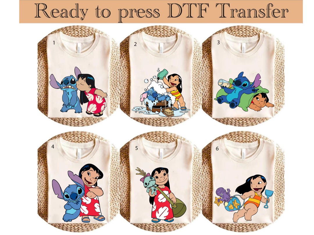 6 Dtf Stitch Lilo Floral DTF Transfer , Cartoon DTF, Summer Vibes DTF ...