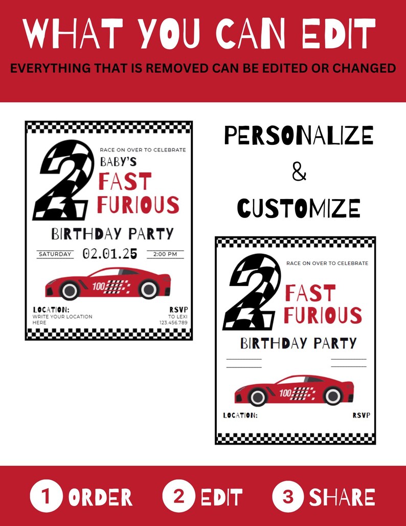 Two Fast Two Furious Birthday Invitation Digital - CUSTOMIZABLE - Etsy