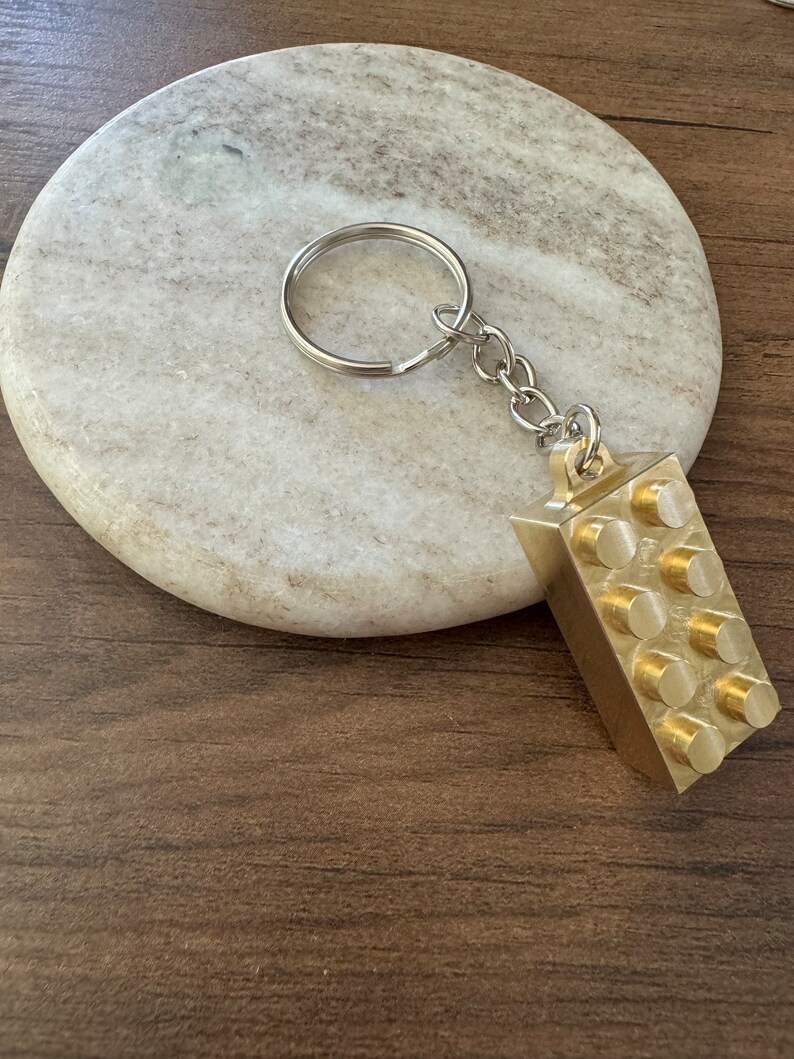 Brass Metal Brick Keychain: CNC Machined Building Block - Etsy