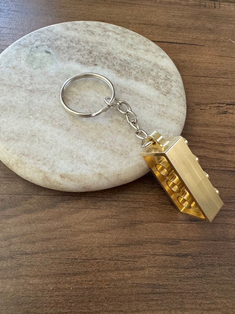 Brass Metal Brick Keychain: CNC Machined Building Block - Etsy