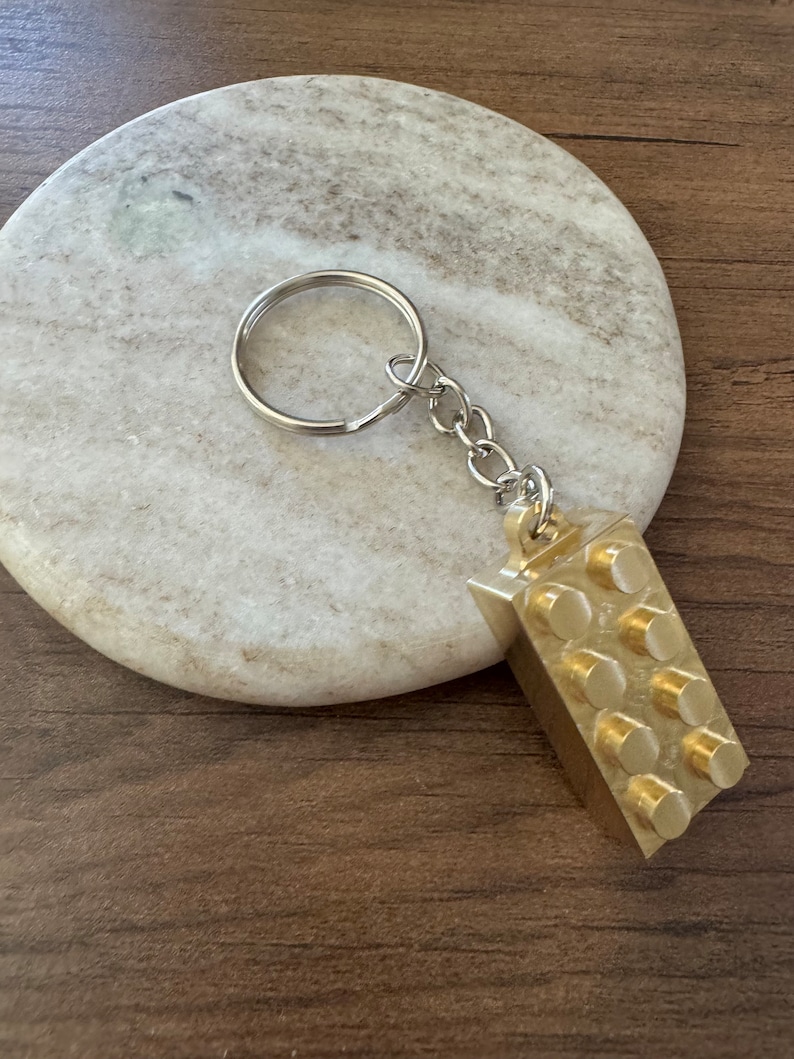 Brass Metal Brick Keychain: CNC Machined Building Block - Etsy