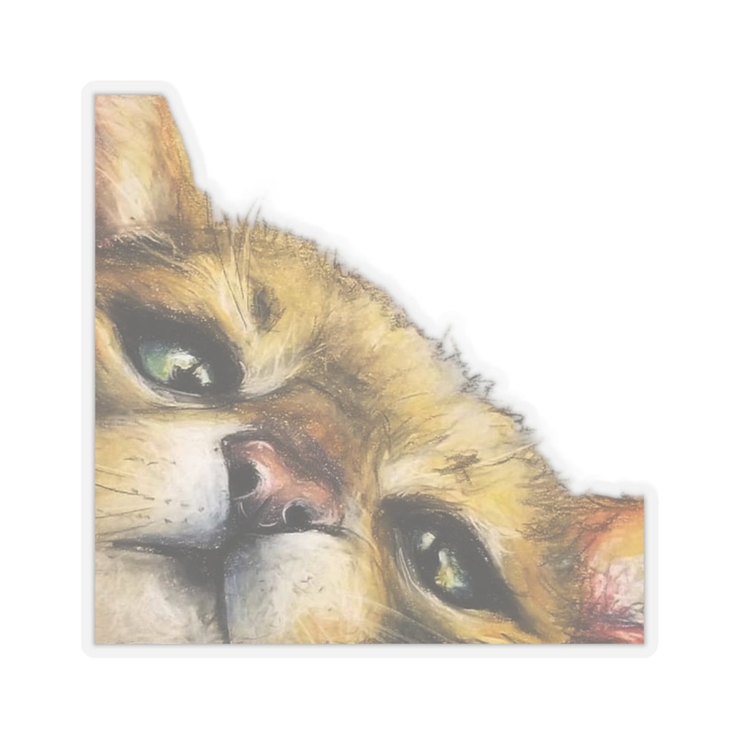 Cat Looking Around Corner Kiss-cut Stickers - Etsy