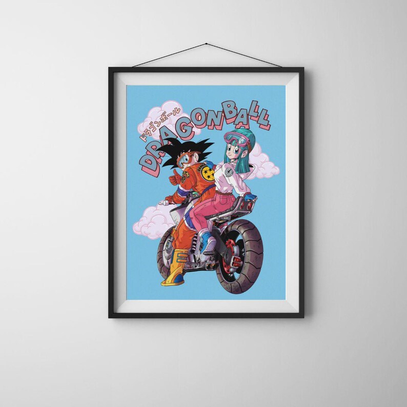 Dragon Ball Z Goku & Bulma, Anime Poster, Vintage Art Print, Wall Art ...