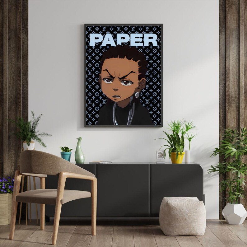 Boondocks Style Blue Cartoon Urban Poster, Retro Anime Art Print, Pop ...