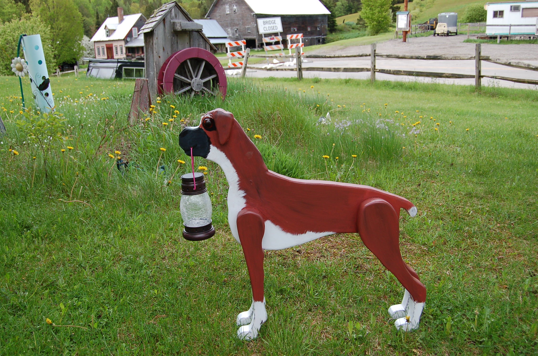 Boxer Dog Solar Light/ Garden Light/ Dog Solar Light/ Dog - Etsy