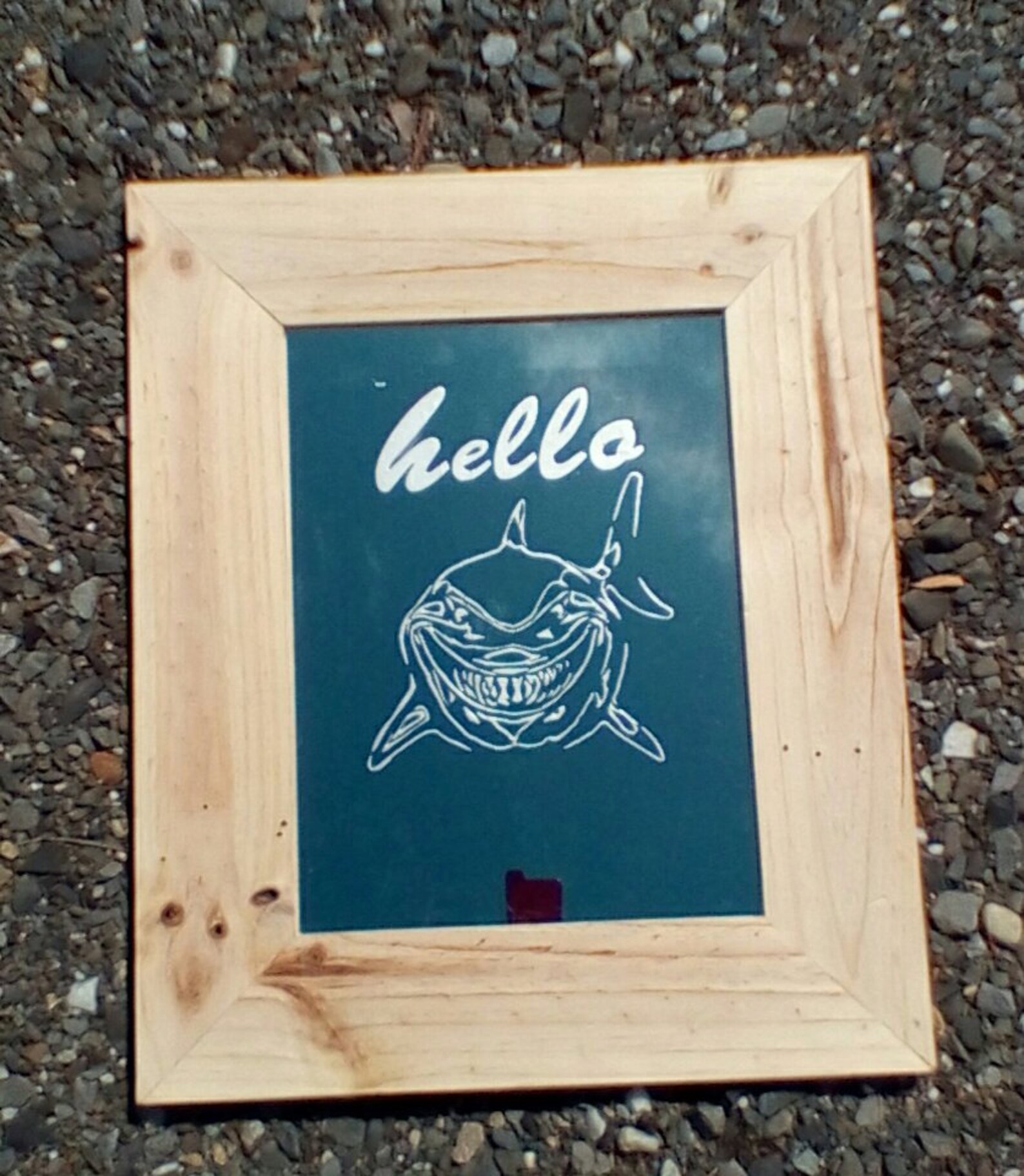 Shark Etched Mirror With Rustic Wood Mirror - Etsy