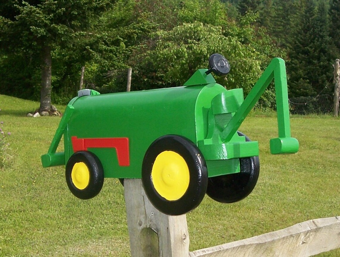 Tractor and Backhoe and Bucket Mailbox Yellow Seat Custom With - Etsy