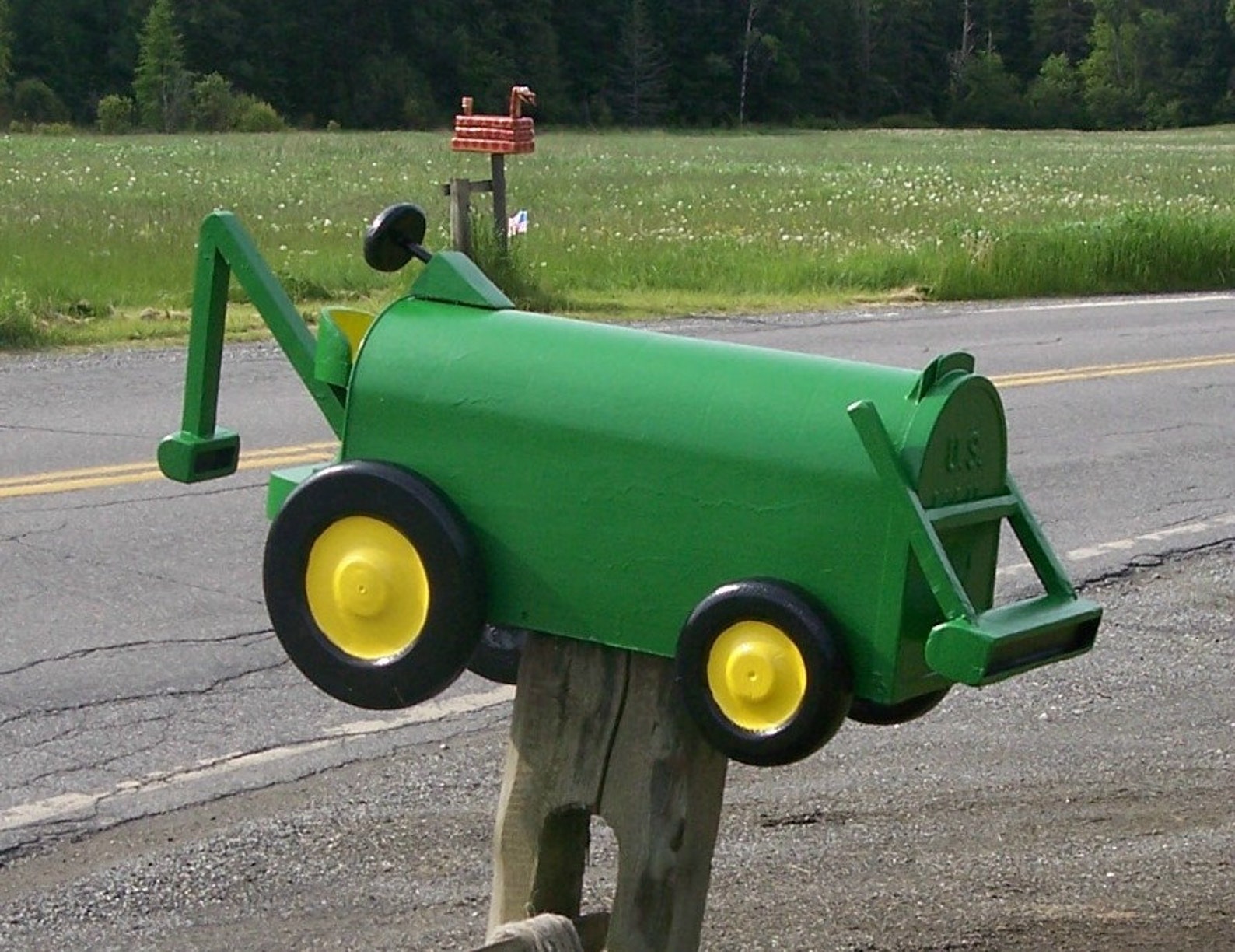 Tractor and Backhoe and Bucket Mailbox Yellow Seat Custom With - Etsy