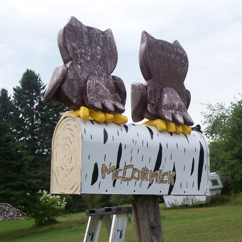 Custom Owls Mailbox With Two Owls Sitting on a Tree Custom - Etsy