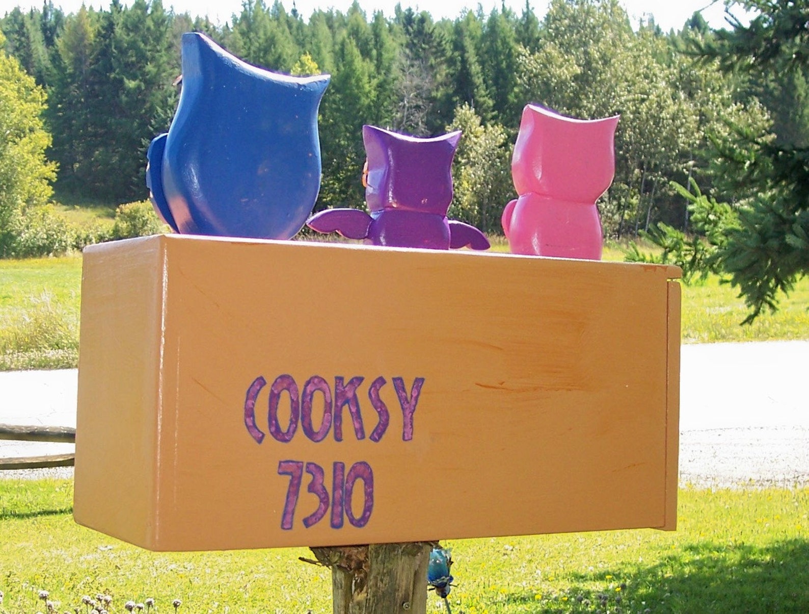Owl Bird Mailbox With 3 Owls Family Sitting on a Package - Etsy