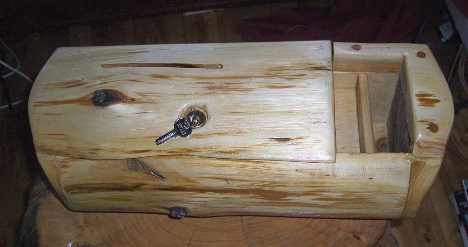 Cedar Locking Money Box With a Business Card Holder and Pen Envelope ...