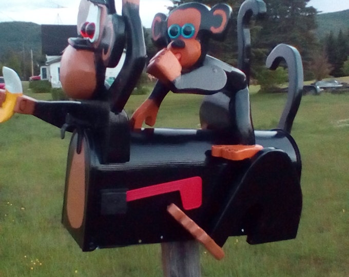 Monkey Mailbox, Custom Animal Mailbox, Monkey Holding a Banana and ...