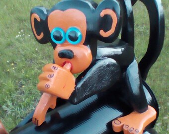 Monkey Mailbox, Custom Animal Mailbox, Monkey Holding a Banana and ...