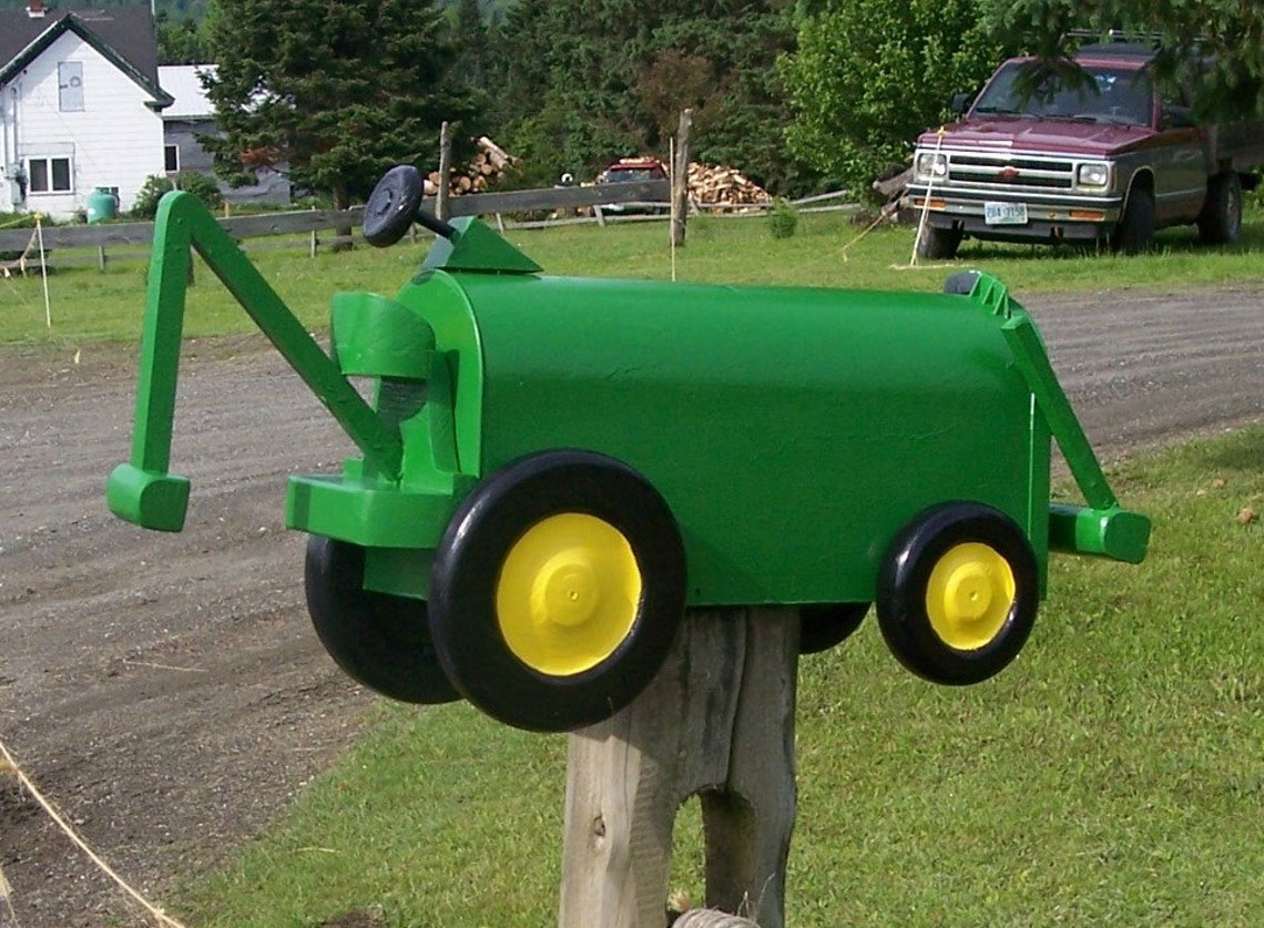 Tractor and Backhoe and Bucket Mailbox Yellow Seat Custom With - Etsy