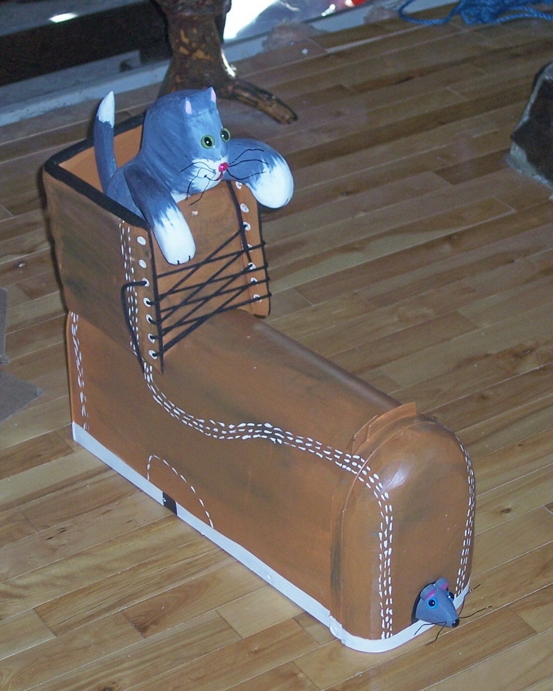 Cat and Mouse in Boot Custom Mailbox - With Real Boot Strings - Etsy