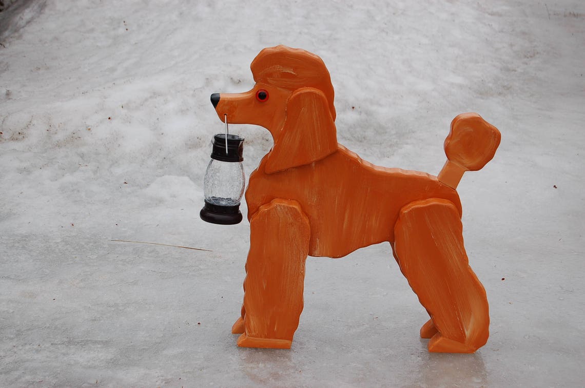 Poodle Dog Wooden Solar Light with Changing Light | Etsy