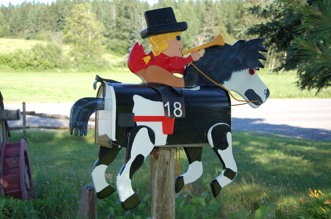 Race Horse, Pony Mailbox, Girl Rider and Pony Horse Mailbox With Bugle ...