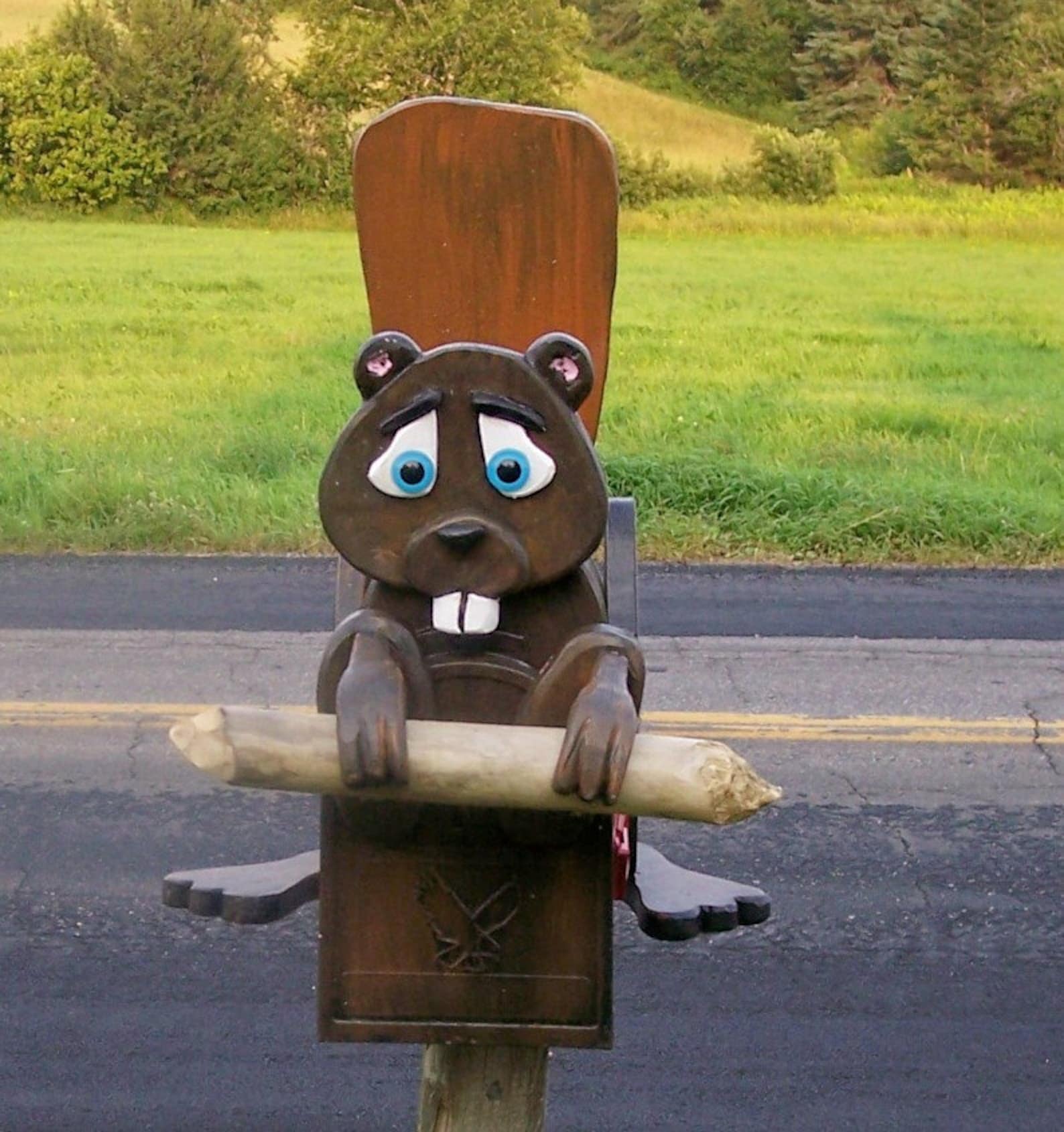 Beaver Mailbox With a Real Beaver Stick , Animal Mail Box, Custom ...