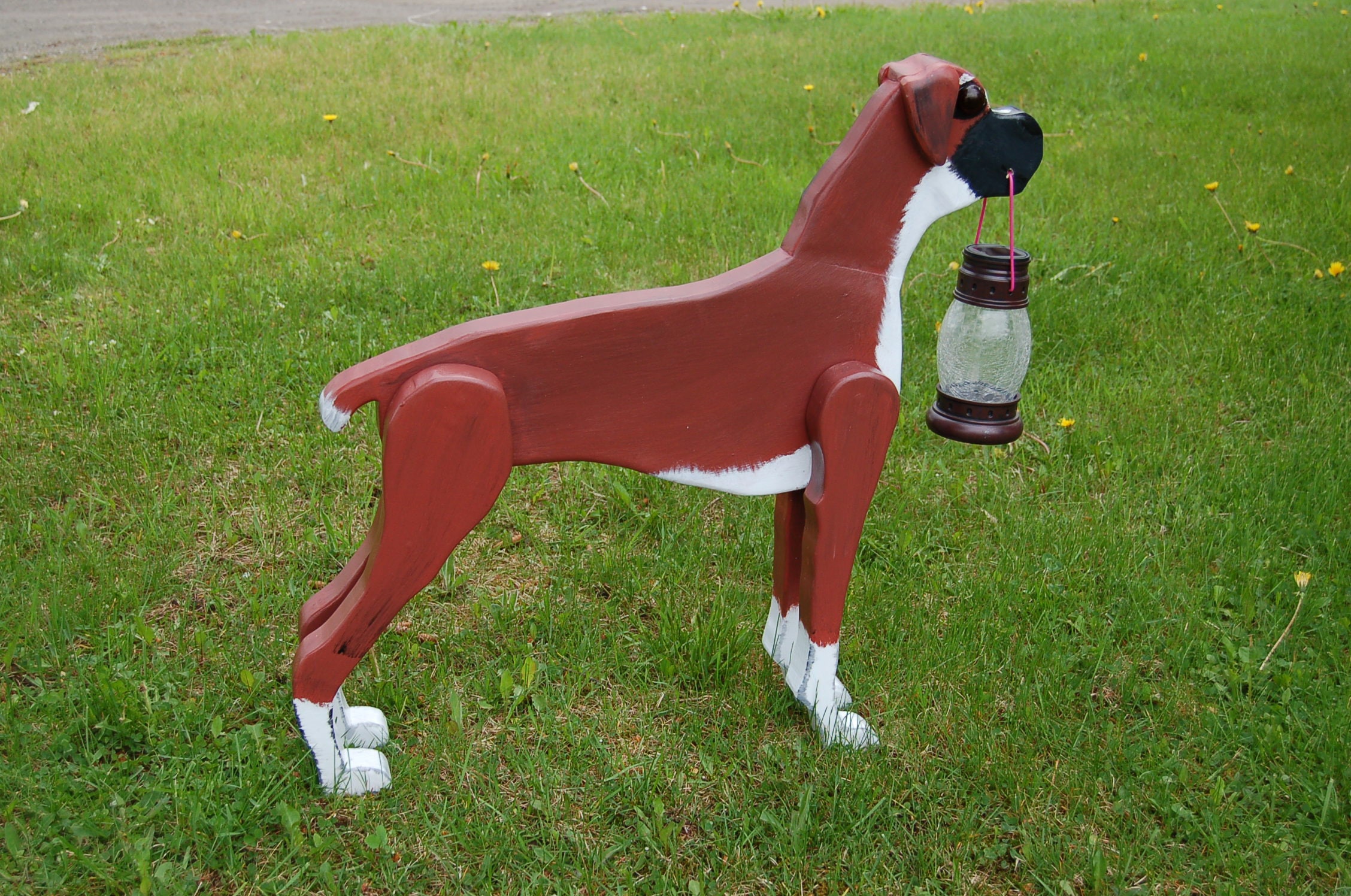 Boxer Dog Solar Light/ Garden Light/ Dog Solar Light/ Dog Garden Statue ...
