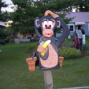 Monkey Mailbox, Custom Animal Mailbox, Monkey Holding a Banana and ...