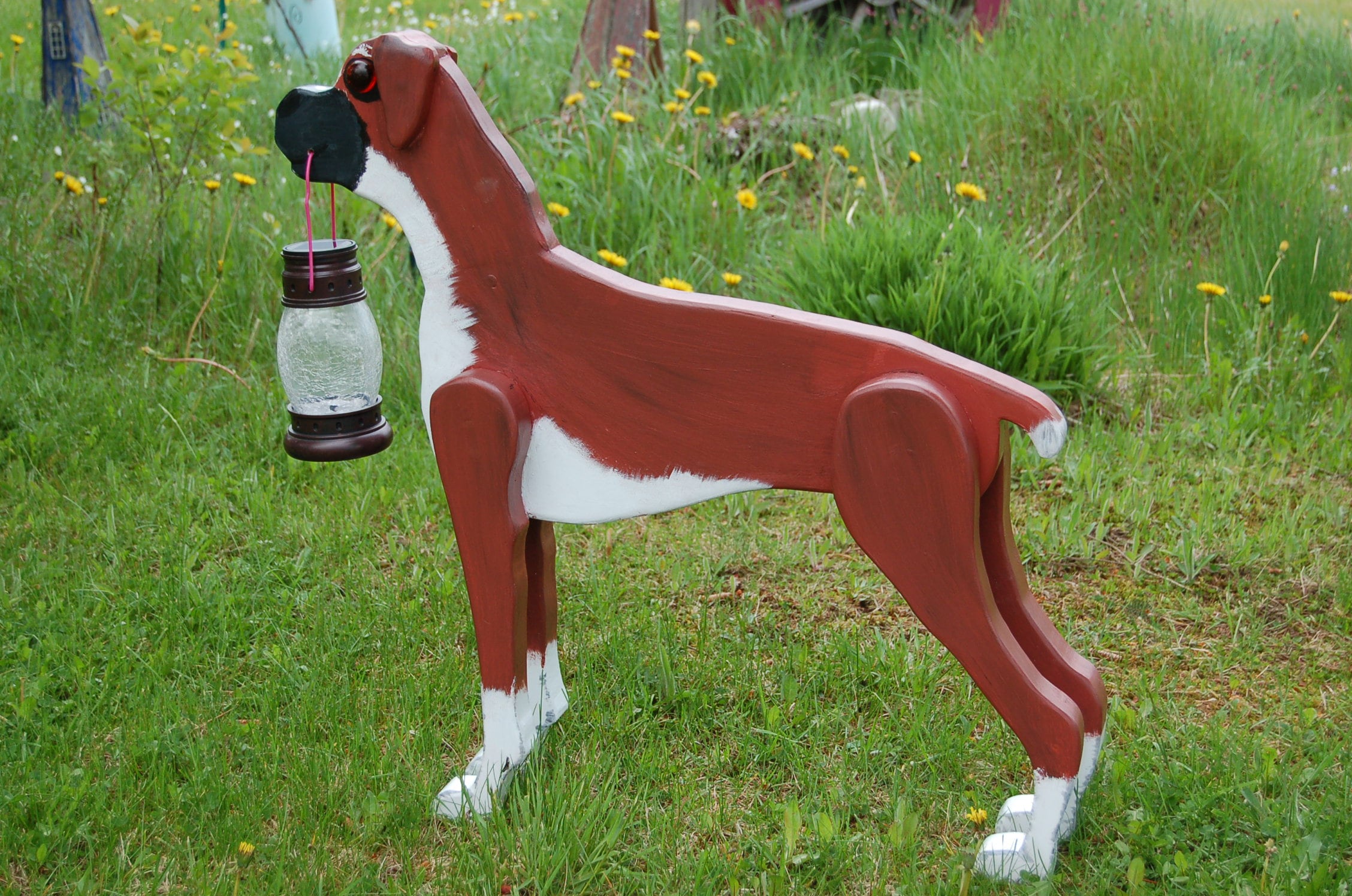 Boxer Dog Solar Light/ Garden Light/ Dog Solar Light/ Dog Garden Statue ...