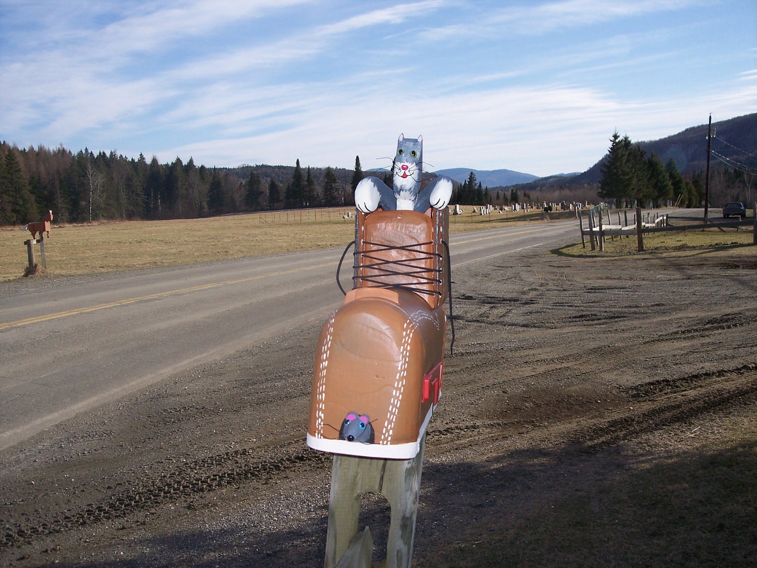 Cat and Mouse in Boot Custom Mailbox - With Real Boot Strings - Etsy