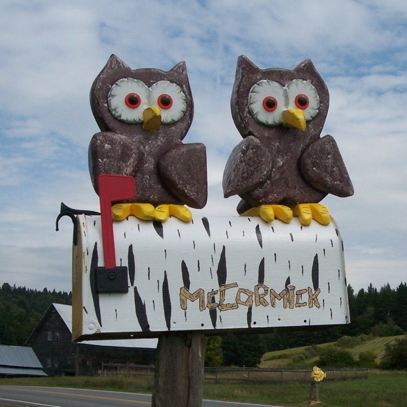 Custom Owls Mailbox With Two Owls Sitting on a Tree Custom - Etsy