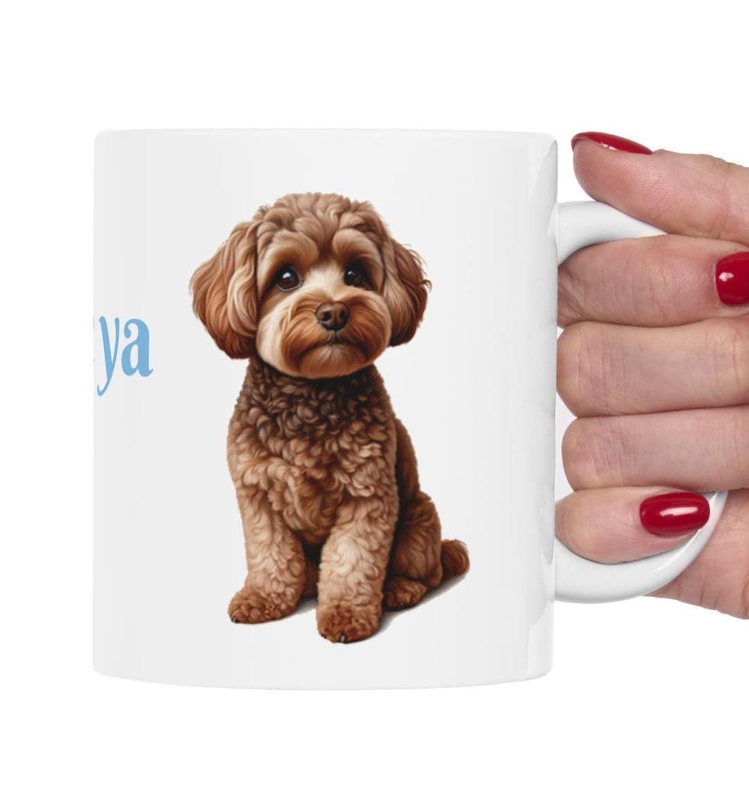 Cute Brown Cavapoo Love Ya, Cavapoo Mom Cup, Cavapoo Dad Cup, Dog Lover ...