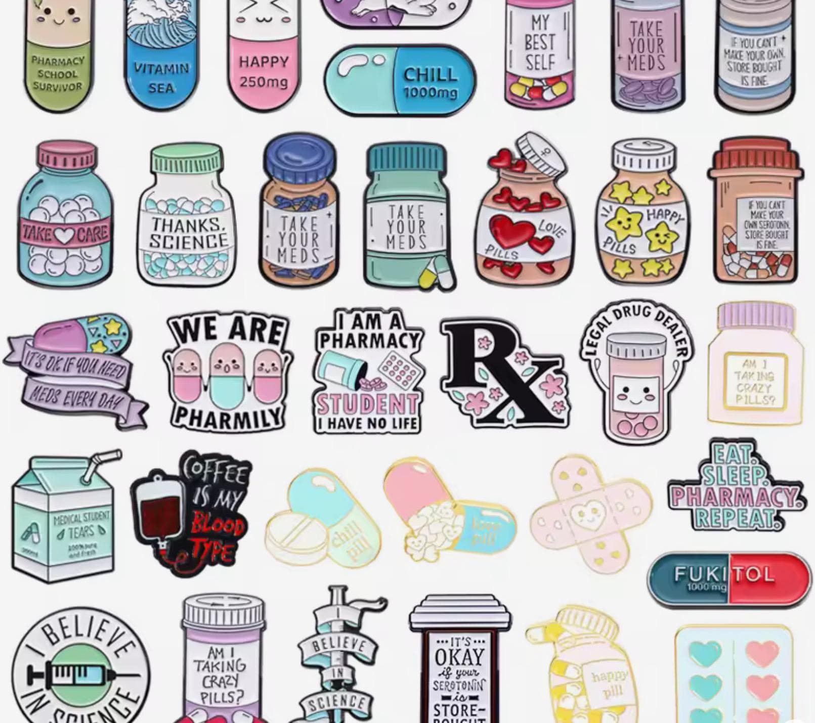 Medical Series Enamel Pins – Capsule & Syringe Brooch Gift for Nurses ...