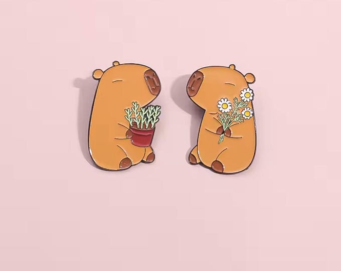 Capybara Pin - Capybara Brooch Wooden Capybara Pin Badge Capybara ...